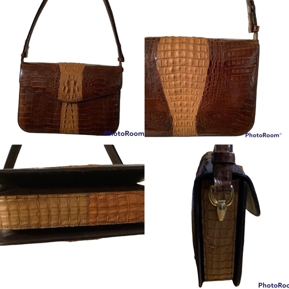Bags | Vintage Crocodile Skin Leather Shoulder Or Crossbody Envelope ...